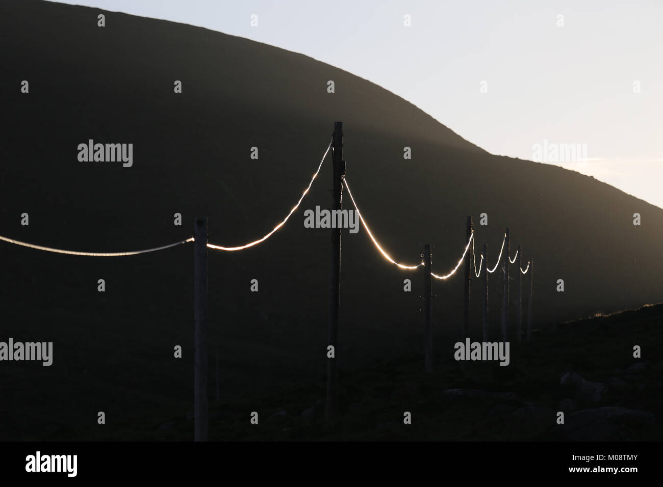 telephone lines spanning from pole to pole, county kerry, ireland Stock ...