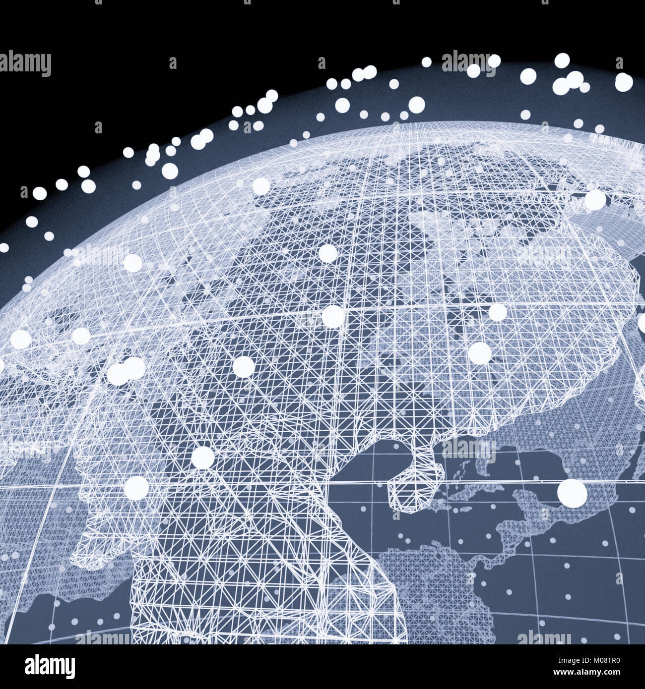 Abstract Telecommunication Earth Map Stock Photo - Alamy