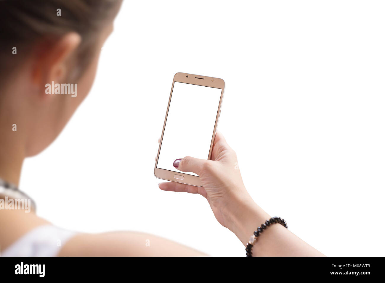 Woman hold cellphone hi-res stock photography and images - Alamy