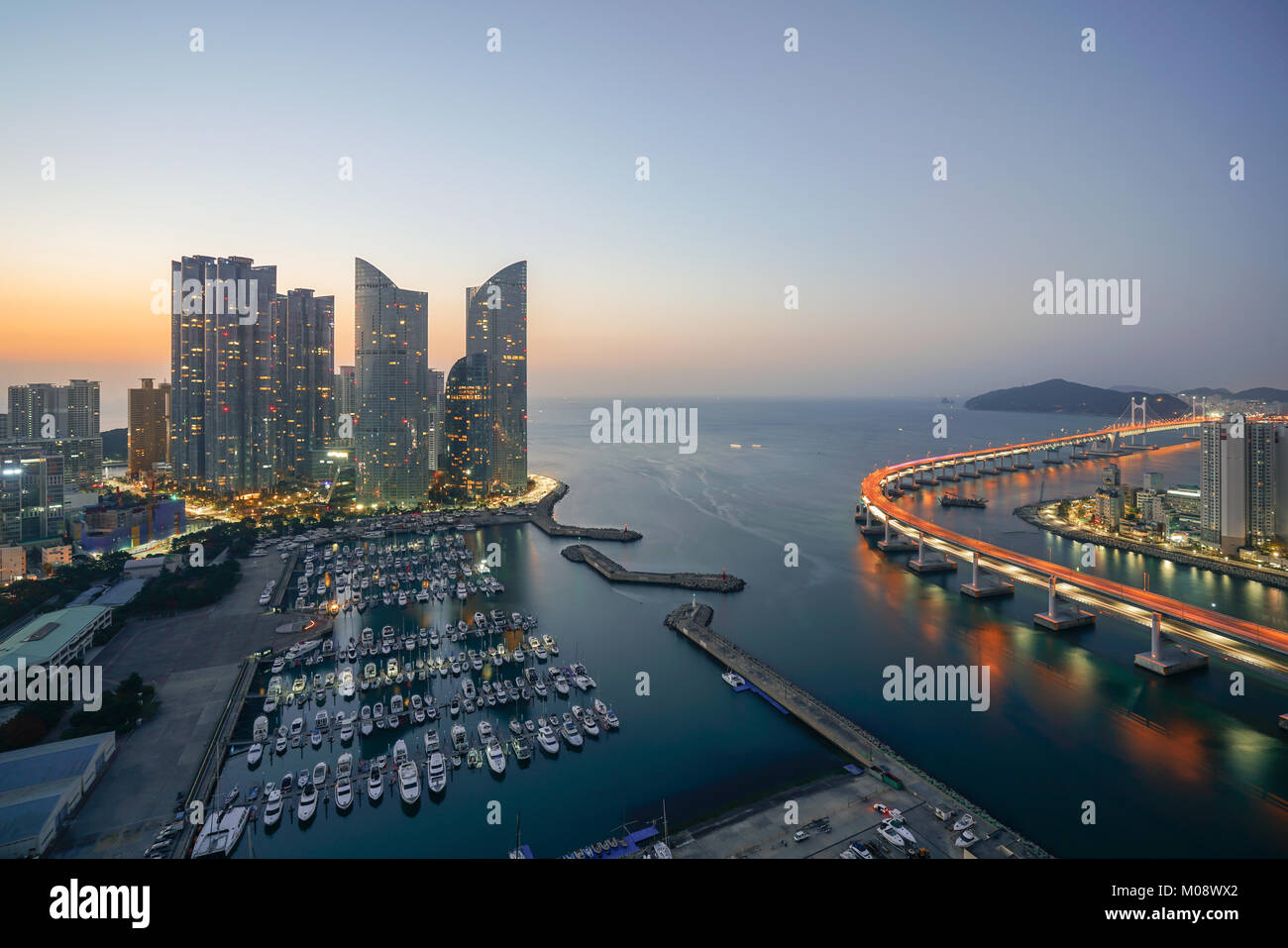 Busan city skyline view at Haeundae district, Gwangalli Beach with ...