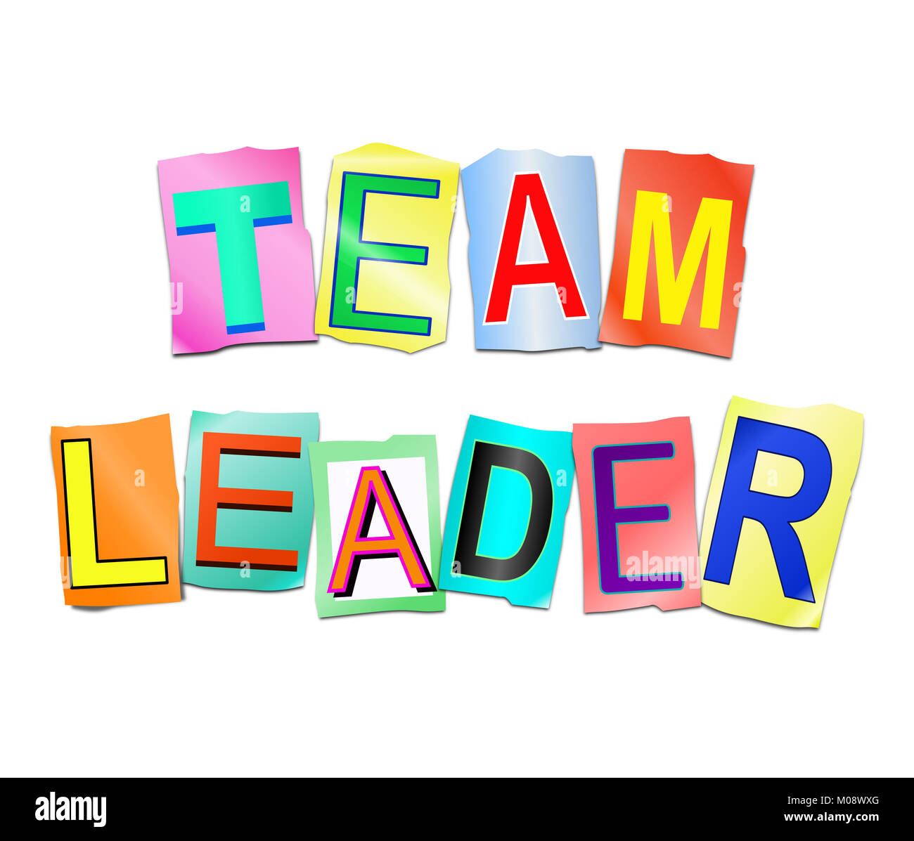 3d Illustration depicting a set of cut out printed letters arranged to ...