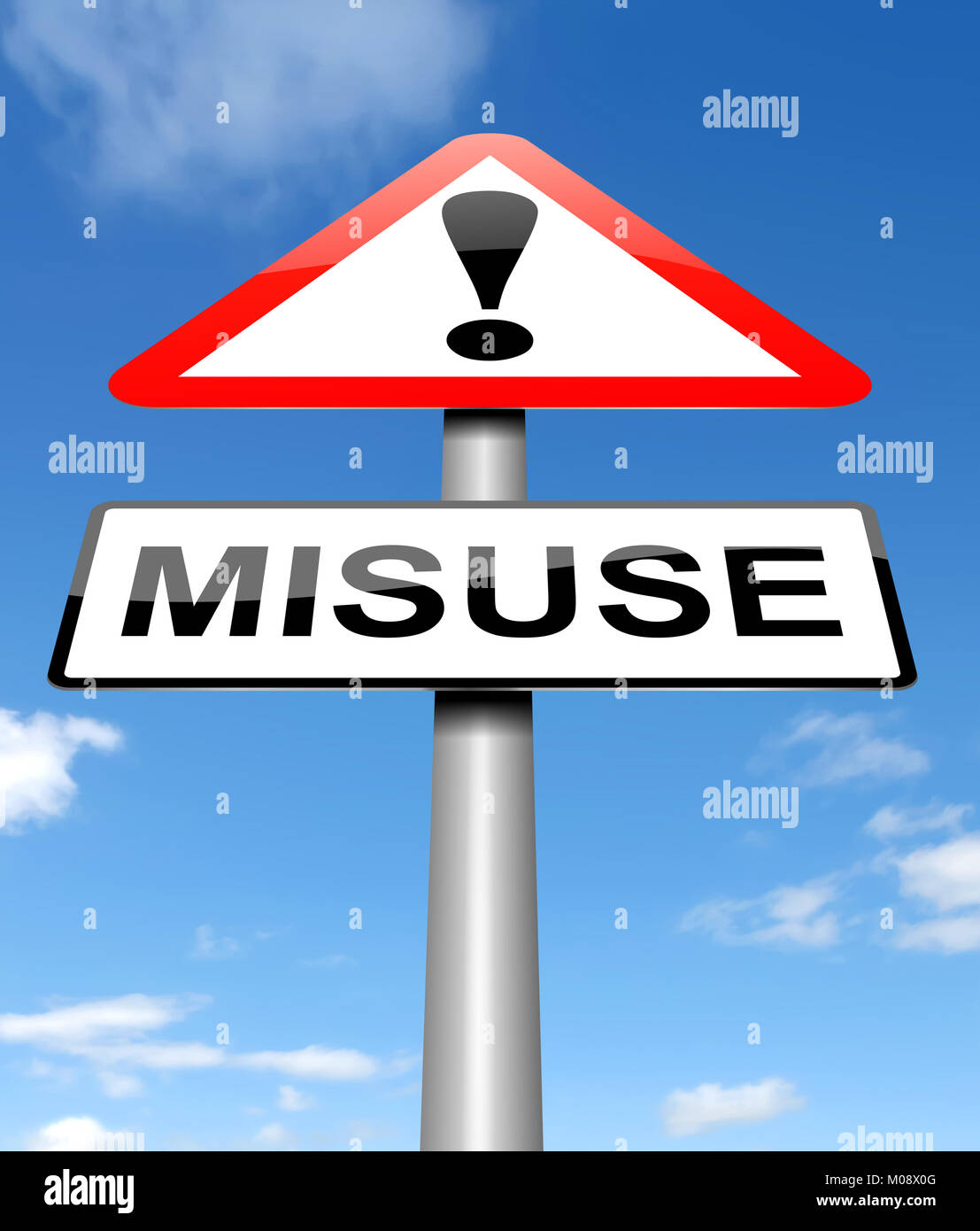 3d Illustration depicting a warning sign with a misuse concept Stock ...