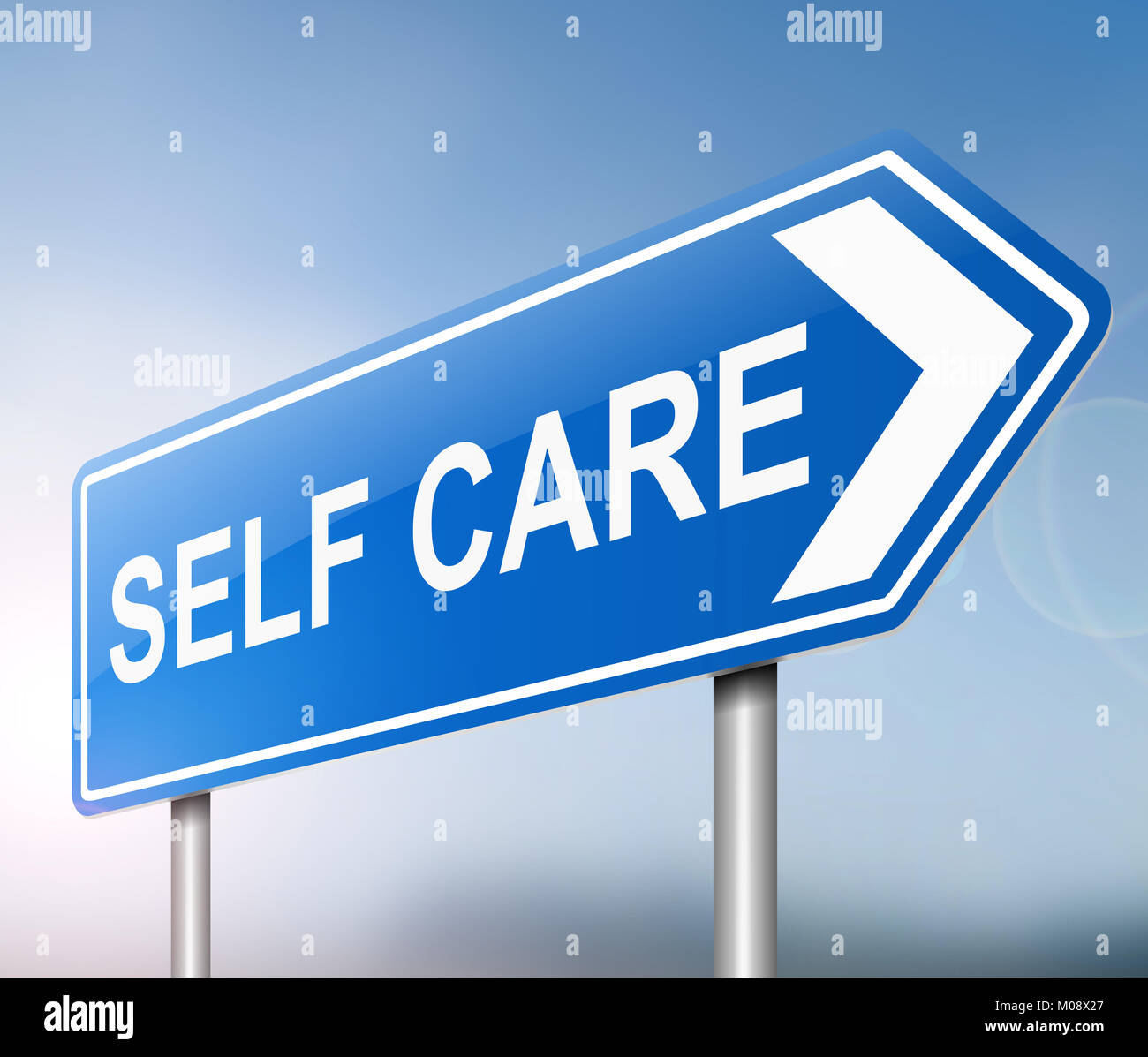 Illustration depicting a sign with a self care concept Stock Photo - Alamy