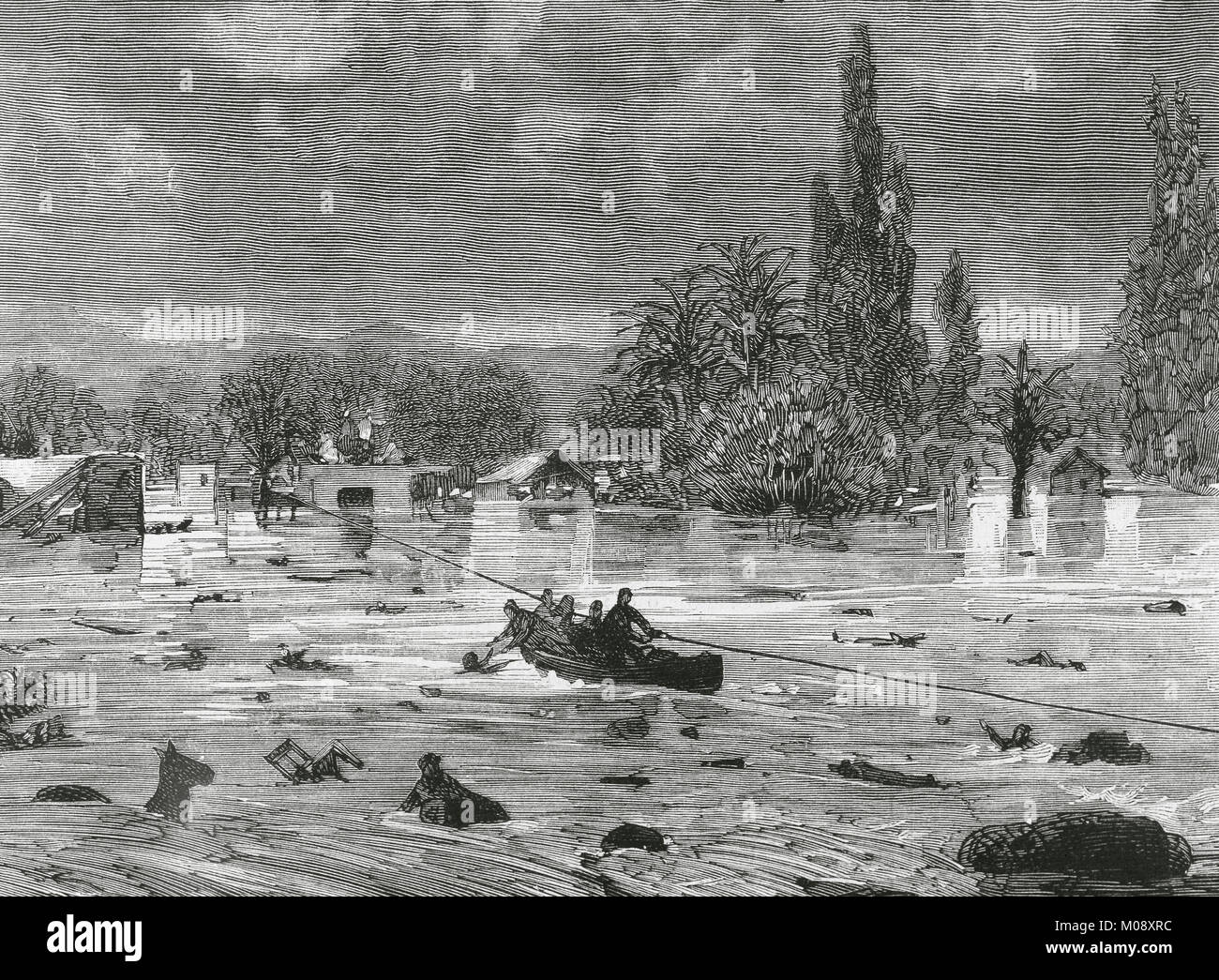 Spain. Murcia. The flood of Santa Teresa (15 October 1879). Segura ...