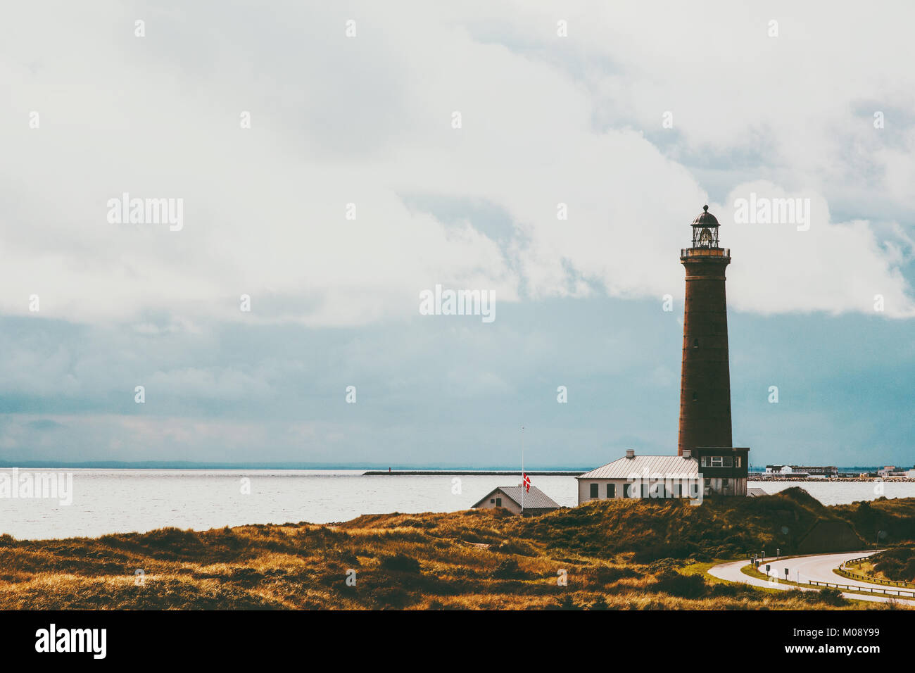 Lighthouse Landscape sea on background Travel scenery scandinavian ...