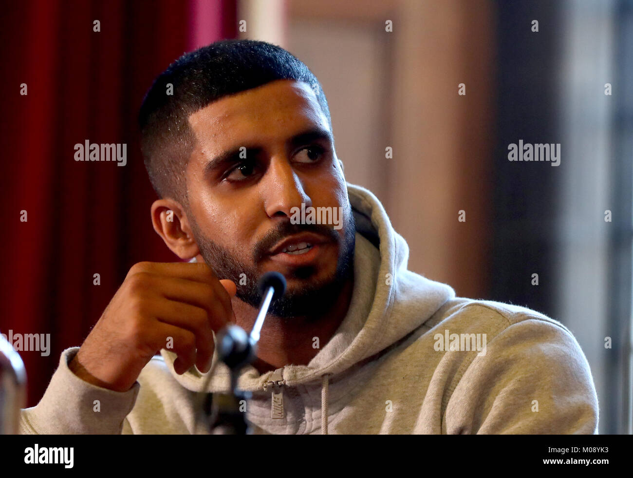 Atif Shafiq during the press conference at Sheffield Town Hall Stock ...