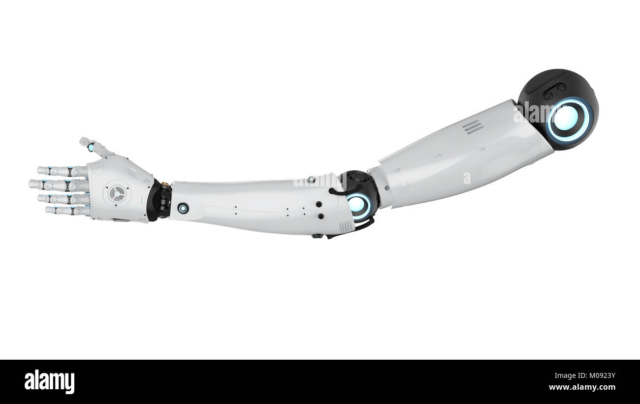 3d rendering metal cyborg arm isolated on white Stock Photo - Alamy