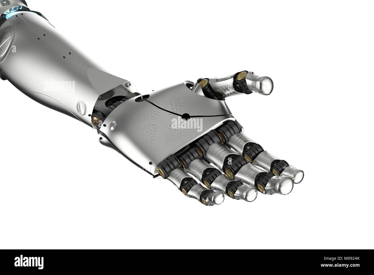 3d rendering metal cyborg arm isolated on white Stock Photo - Alamy