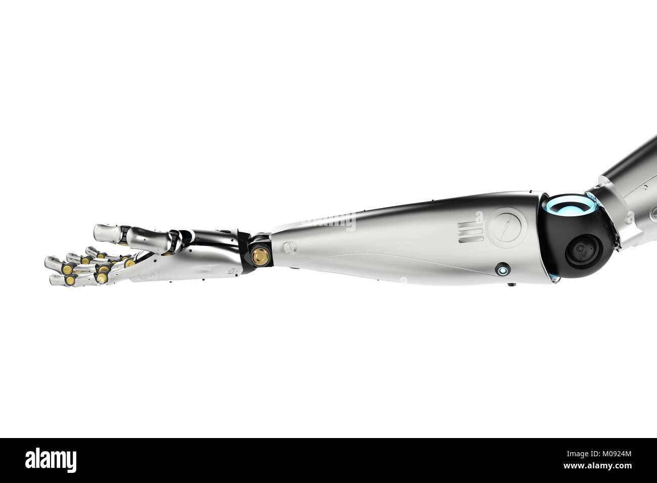 3d rendering metal cyborg arm isolated on white Stock Photo - Alamy