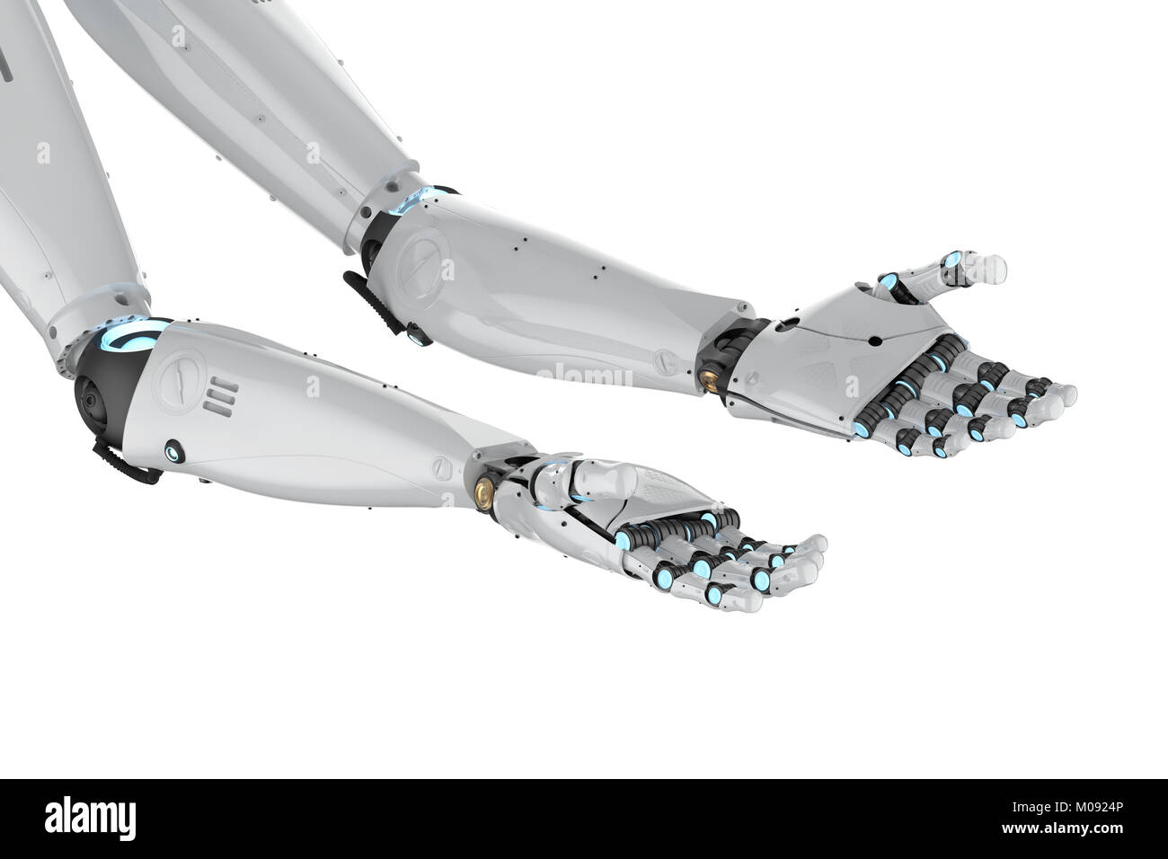 3d rendering metal cyborg arm isolated on white Stock Photo - Alamy