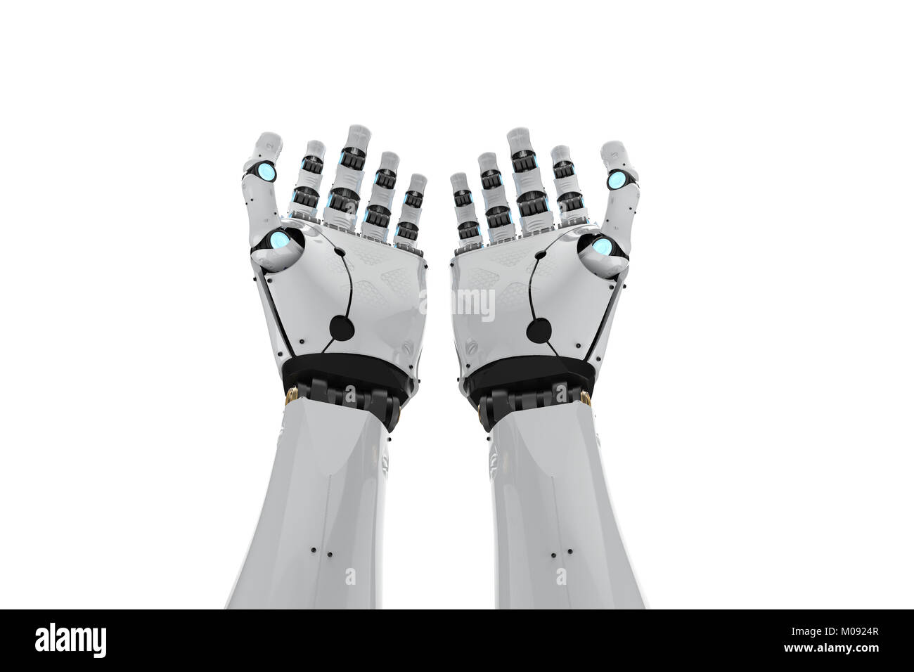 3d rendering metal cyborg arm isolated on white Stock Photo - Alamy