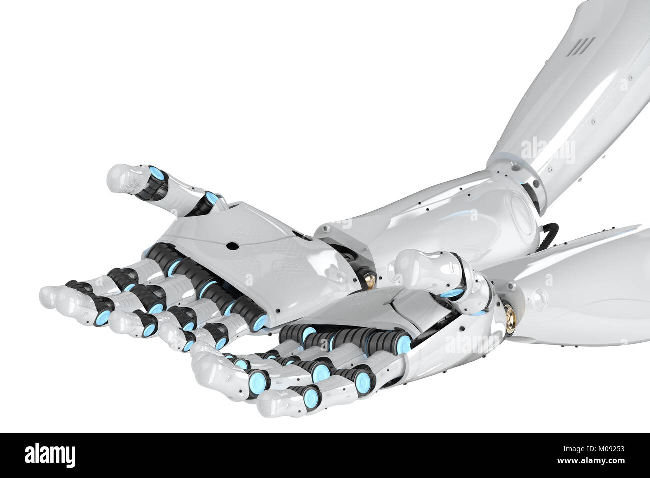 3d rendering metal cyborg arm isolated on white Stock Photo - Alamy