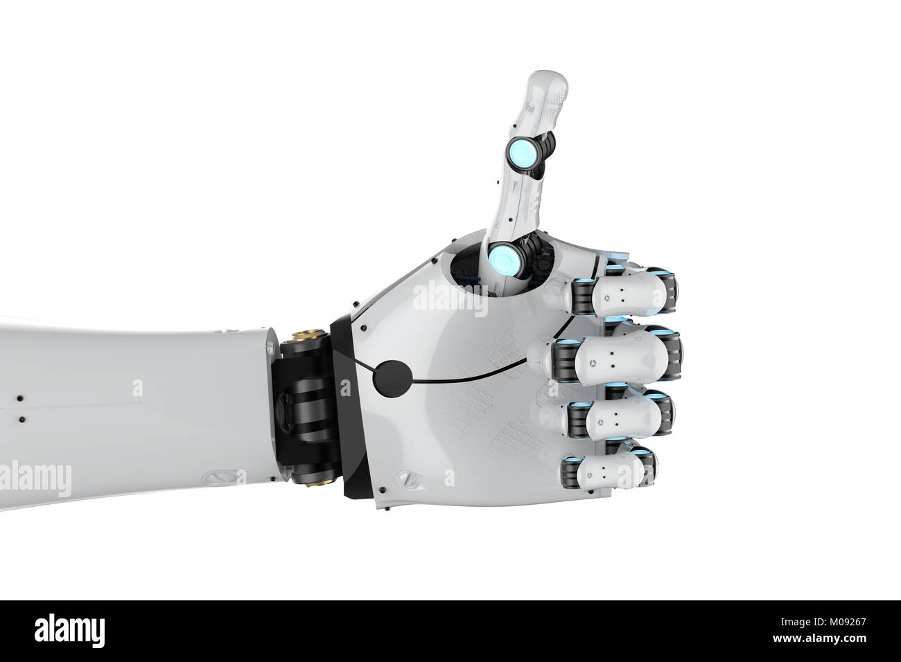 3d rendering metal cyborg arm thumb up isolated on white Stock Photo ...