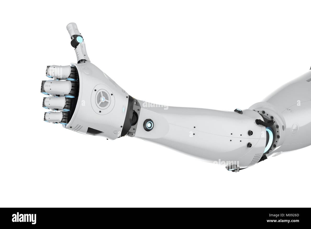 3d rendering metal cyborg arm thumb up isolated on white Stock Photo ...