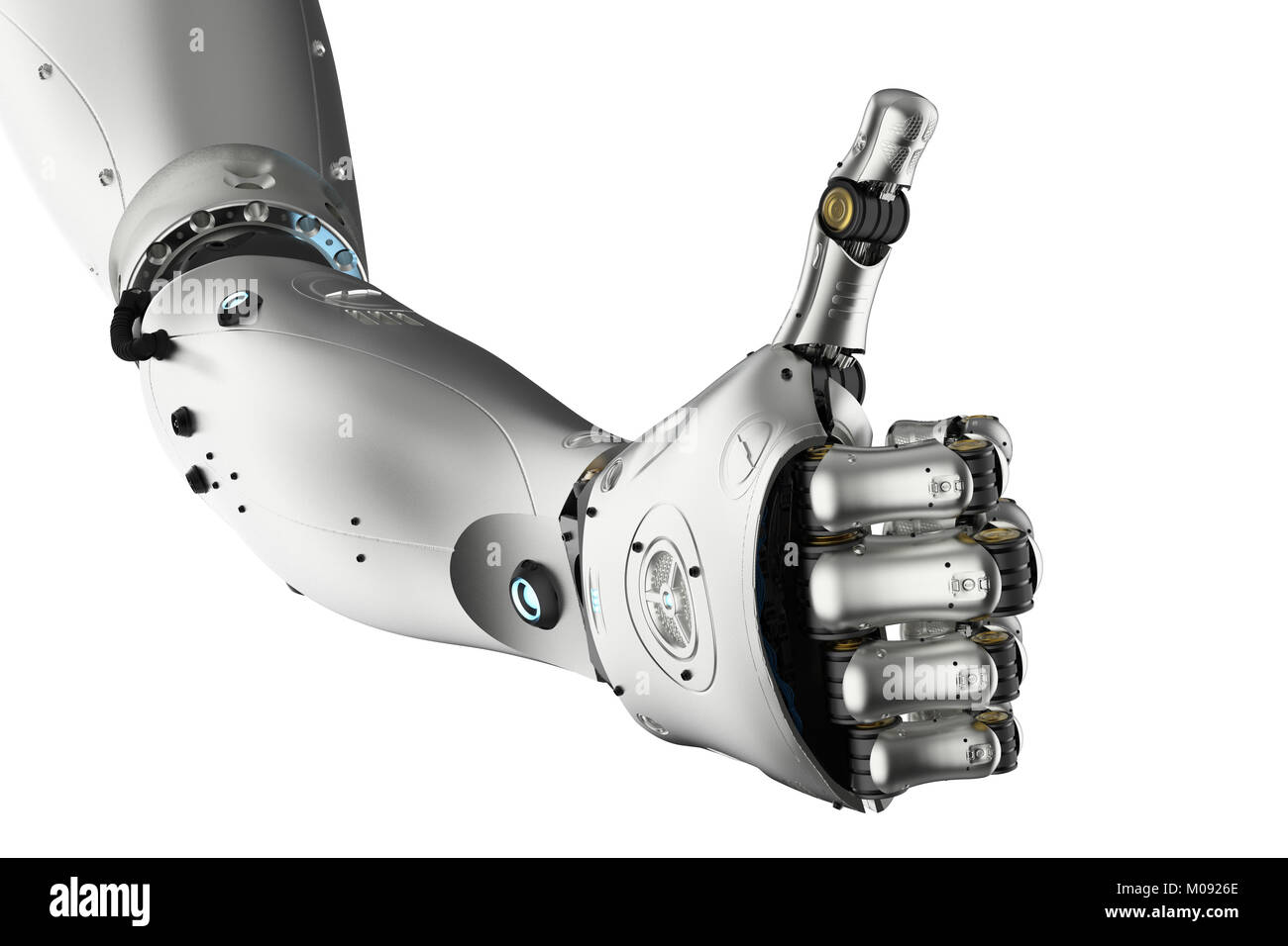 3d rendering metal cyborg arm thumb up isolated on white Stock Photo ...