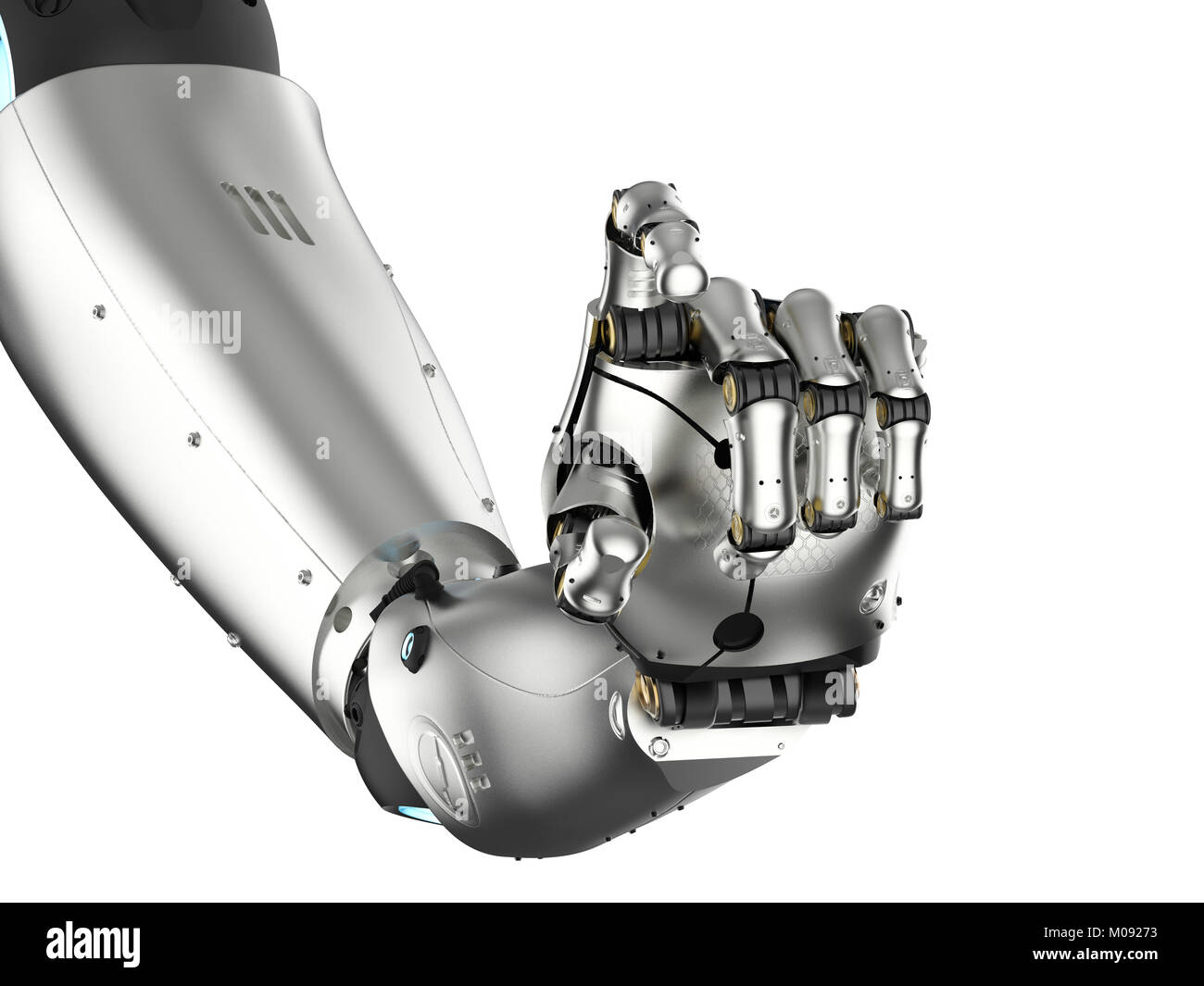 3d rendering metal cyborg arm isolated on white Stock Photo - Alamy