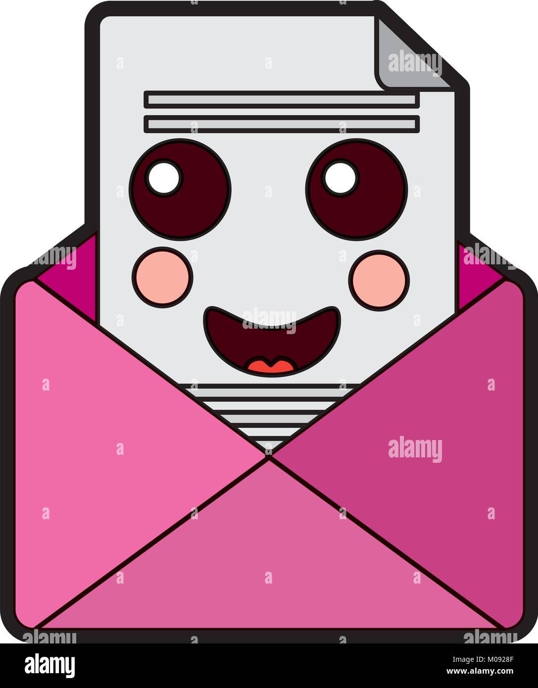 kawaii email envelope letter message cartoon Stock Vector Image & Art ...