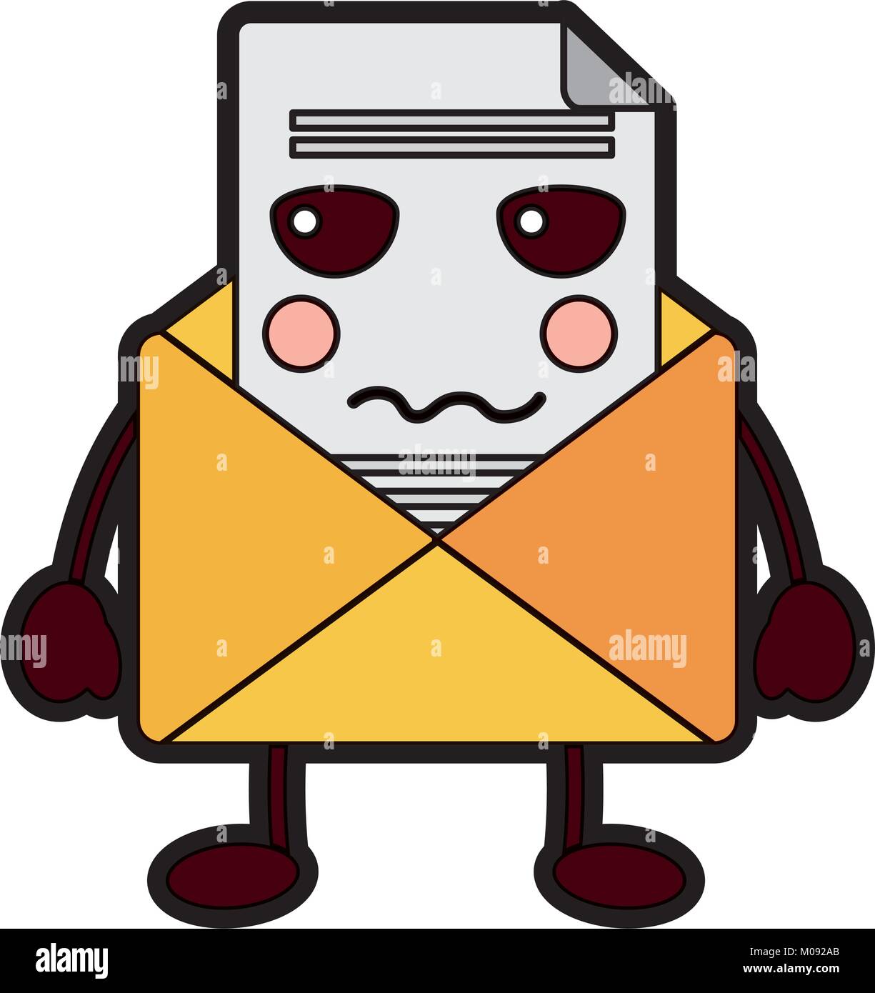 kawaii email envelope letter message cartoon Stock Vector Image & Art ...