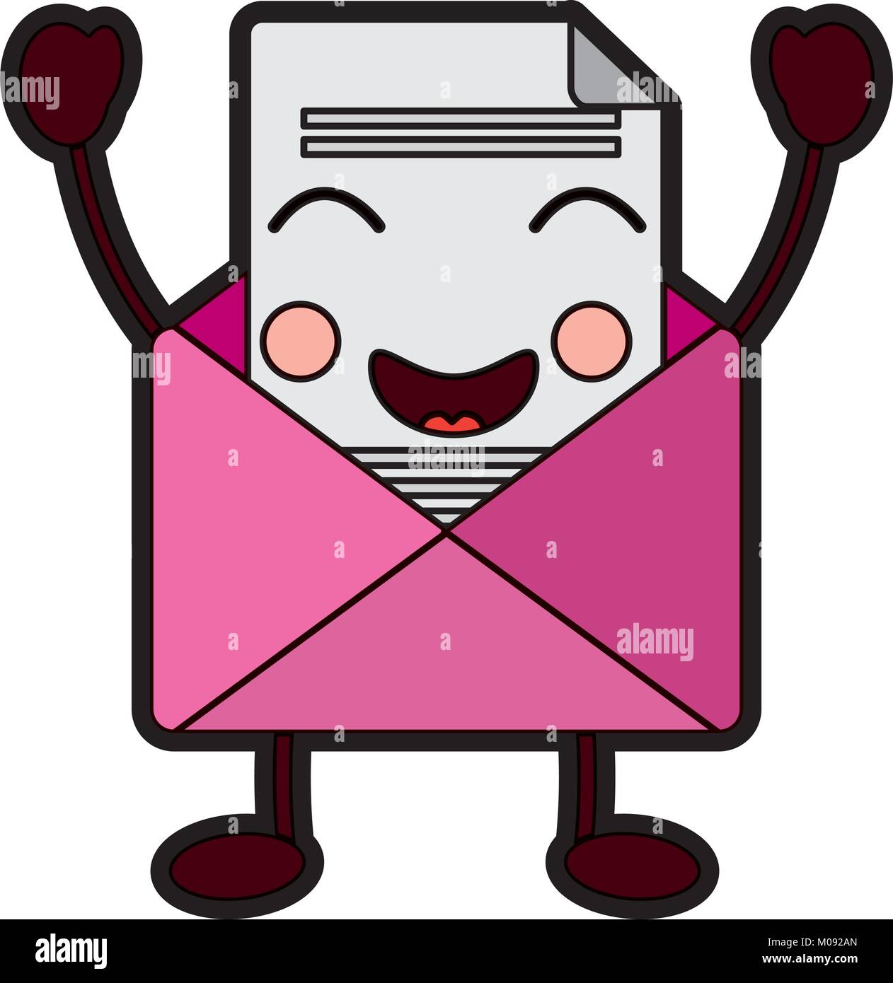 kawaii email envelope letter message cartoon Stock Vector Image & Art ...