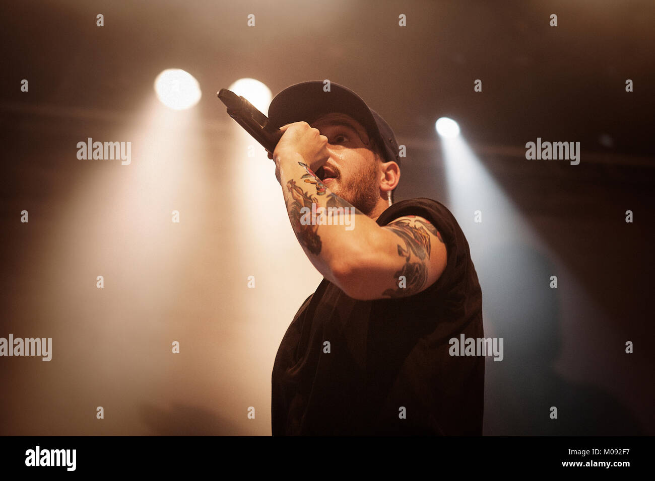 The popular German rapper and hip-hop artist Casper performs a live ...