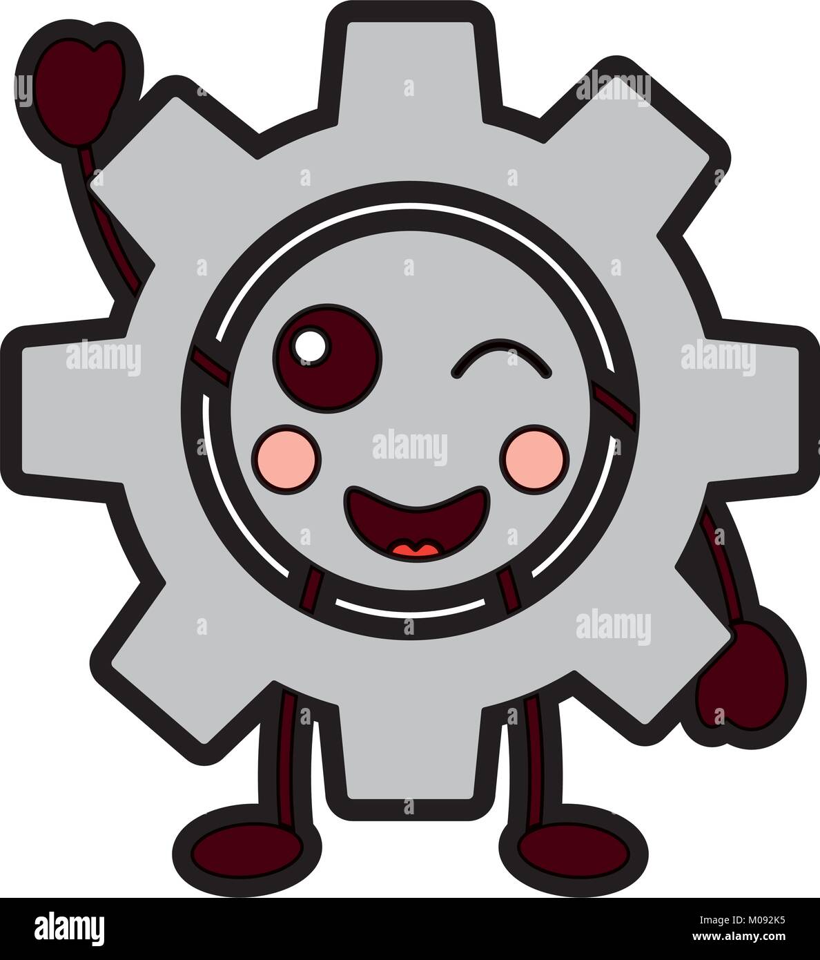 gear machinery piece cute kawaii cartoon Stock Vector Image & Art - Alamy