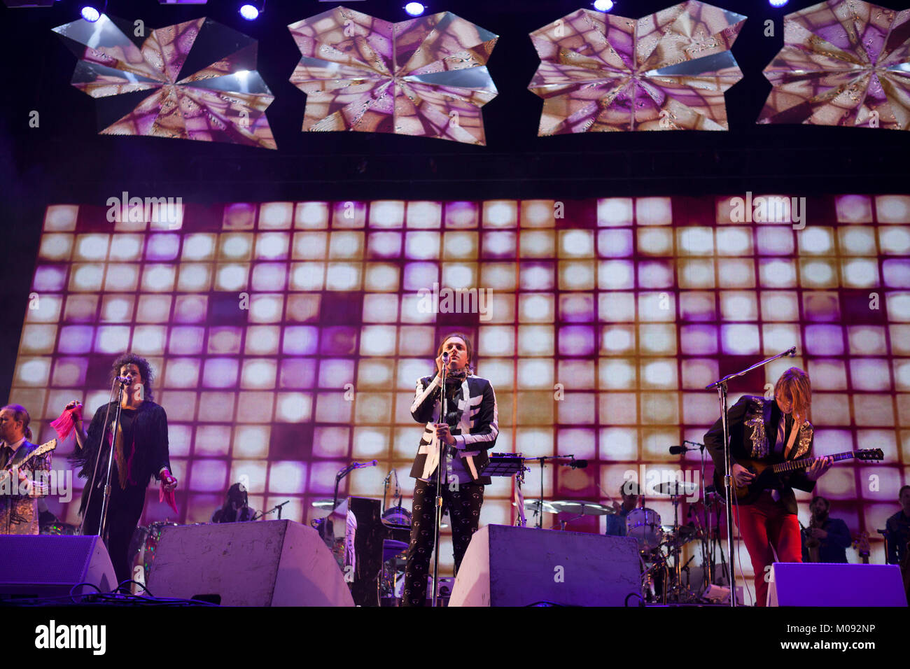 The Canadian indie rock band Arcade Fire performs a live concert at ...