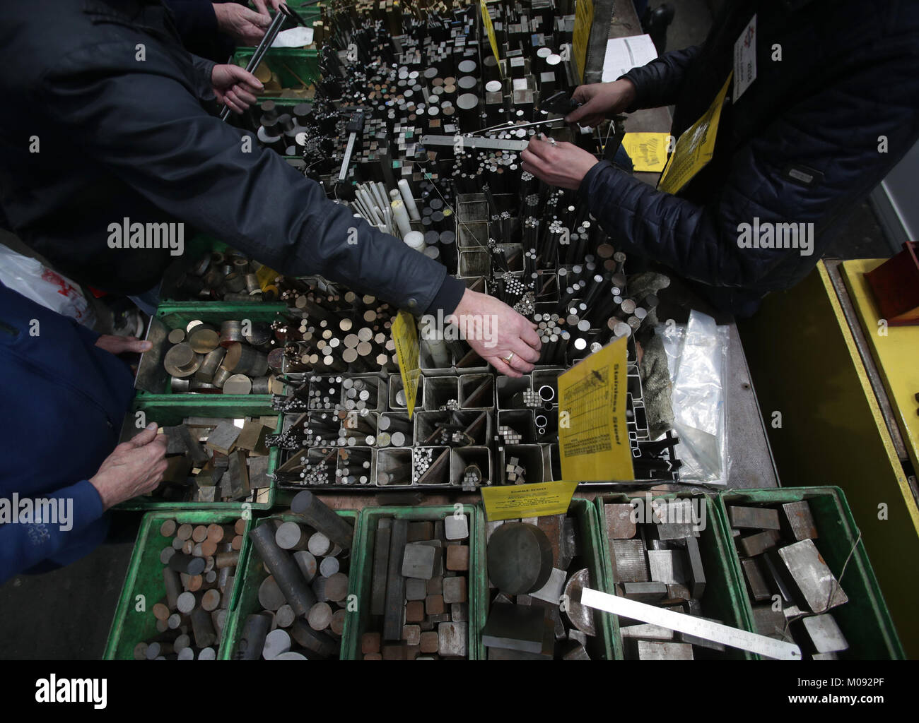 People shopping at a specialist materials and tools stand, during the ...