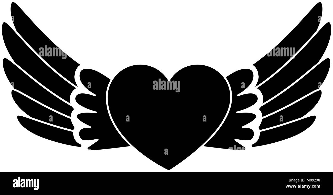 heart with wings flying vector illustration design Stock Vector Image ...
