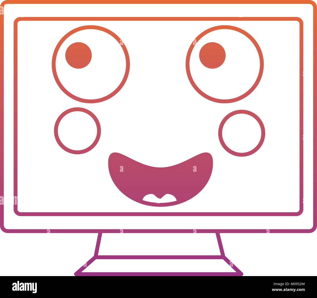 happy computer monitor kawaii icon image Stock Vector Image & Art - Alamy