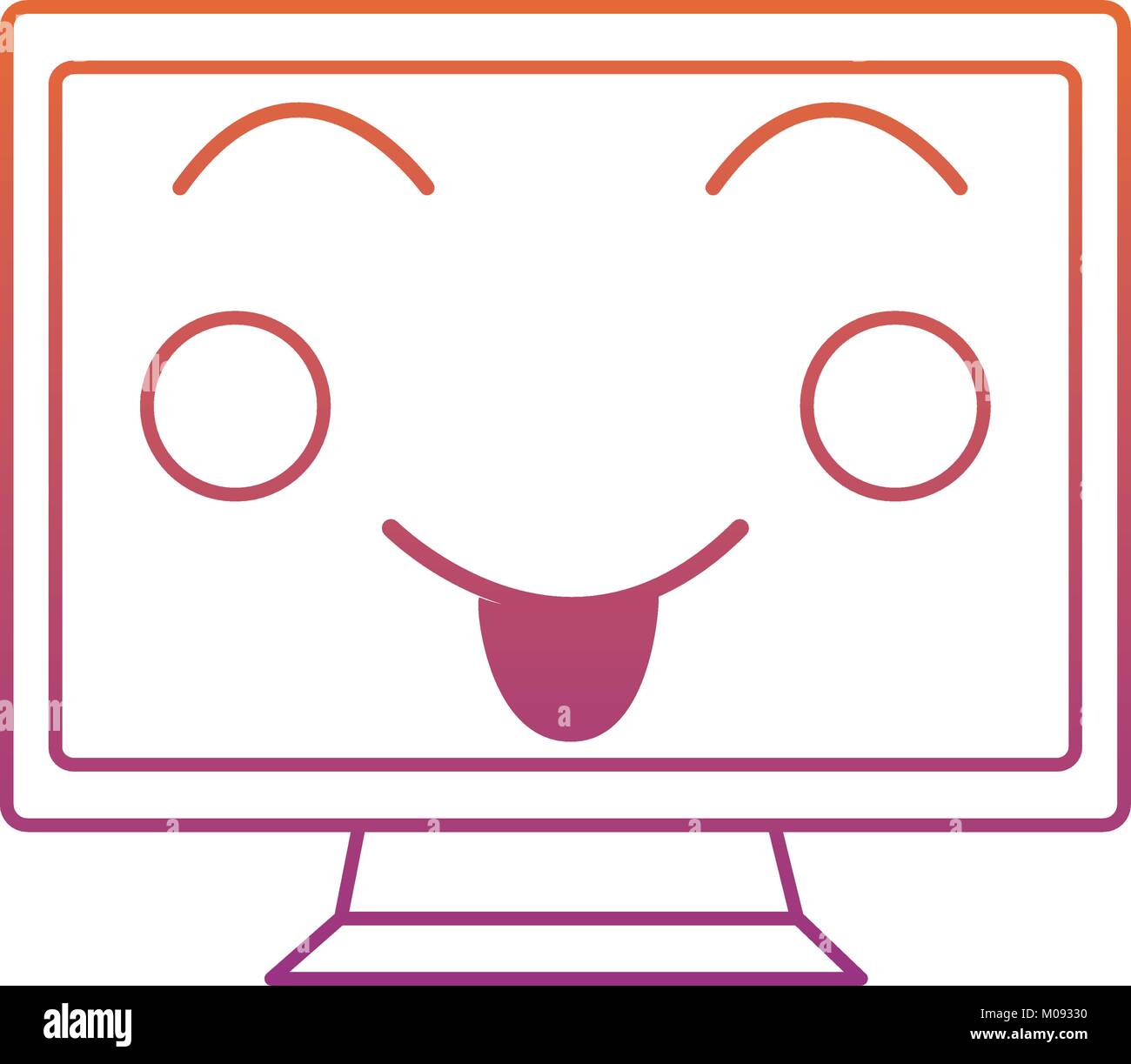 happy computer monitor kawaii icon image Stock Vector Image & Art - Alamy