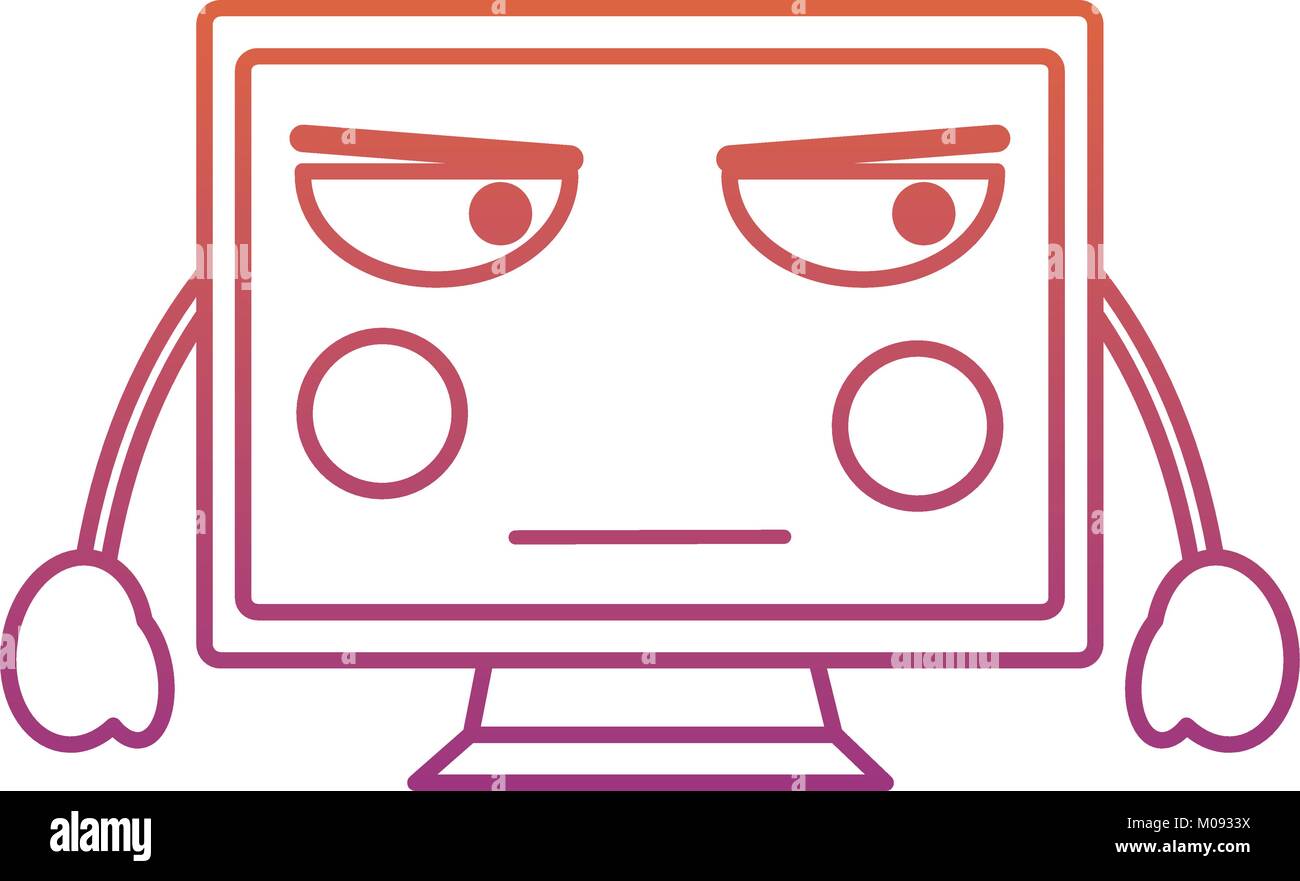angry computer monitor kawaii icon image Stock Vector Image & Art - Alamy