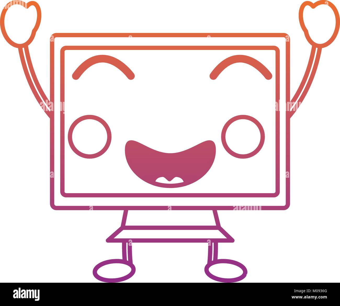 happy computer monitor kawaii icon image Stock Vector Image & Art - Alamy