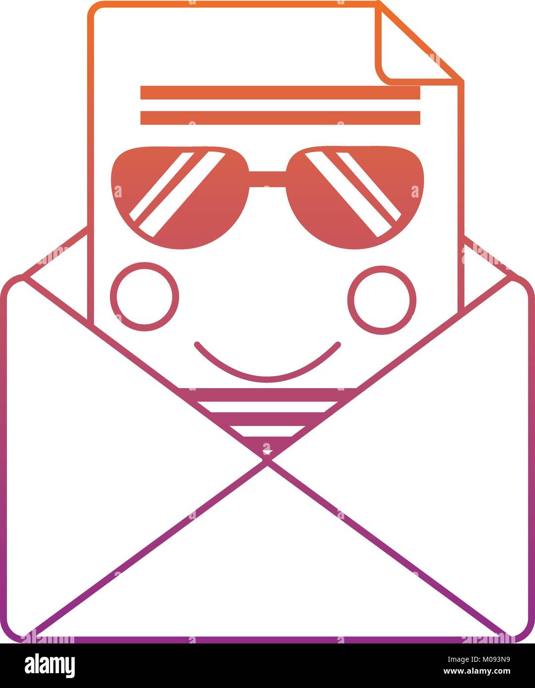 message envelope with sunglasses kawaii icon image Stock Vector Image ...