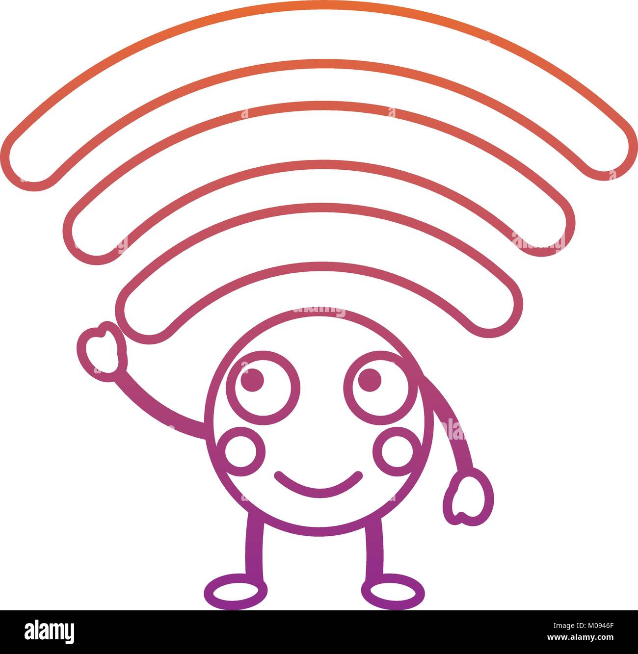 cartoon wifi internet signal kawaii character Stock Vector Image & Art ...
