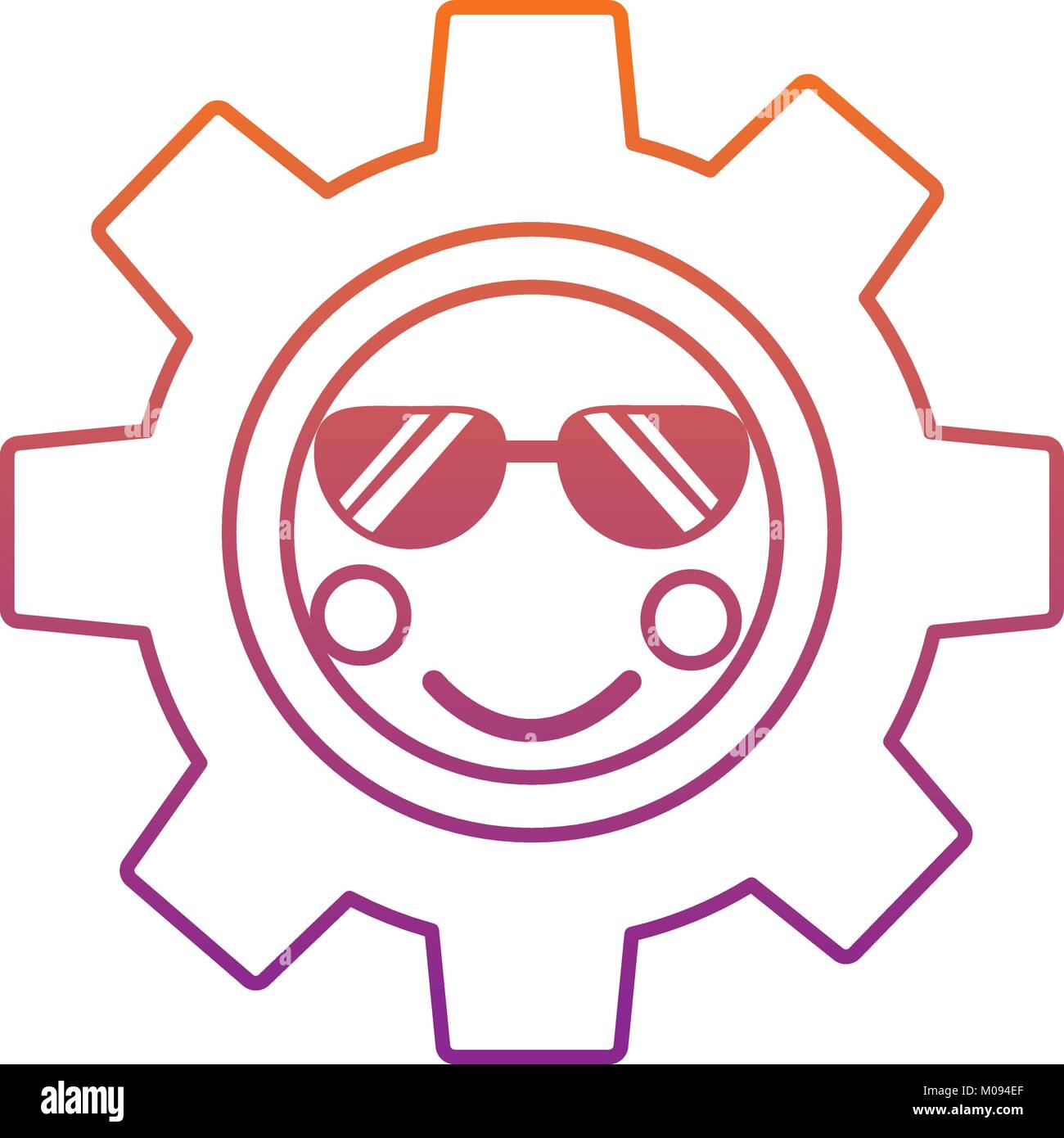 gear machinery piece cute kawaii cartoon Stock Vector Image & Art - Alamy