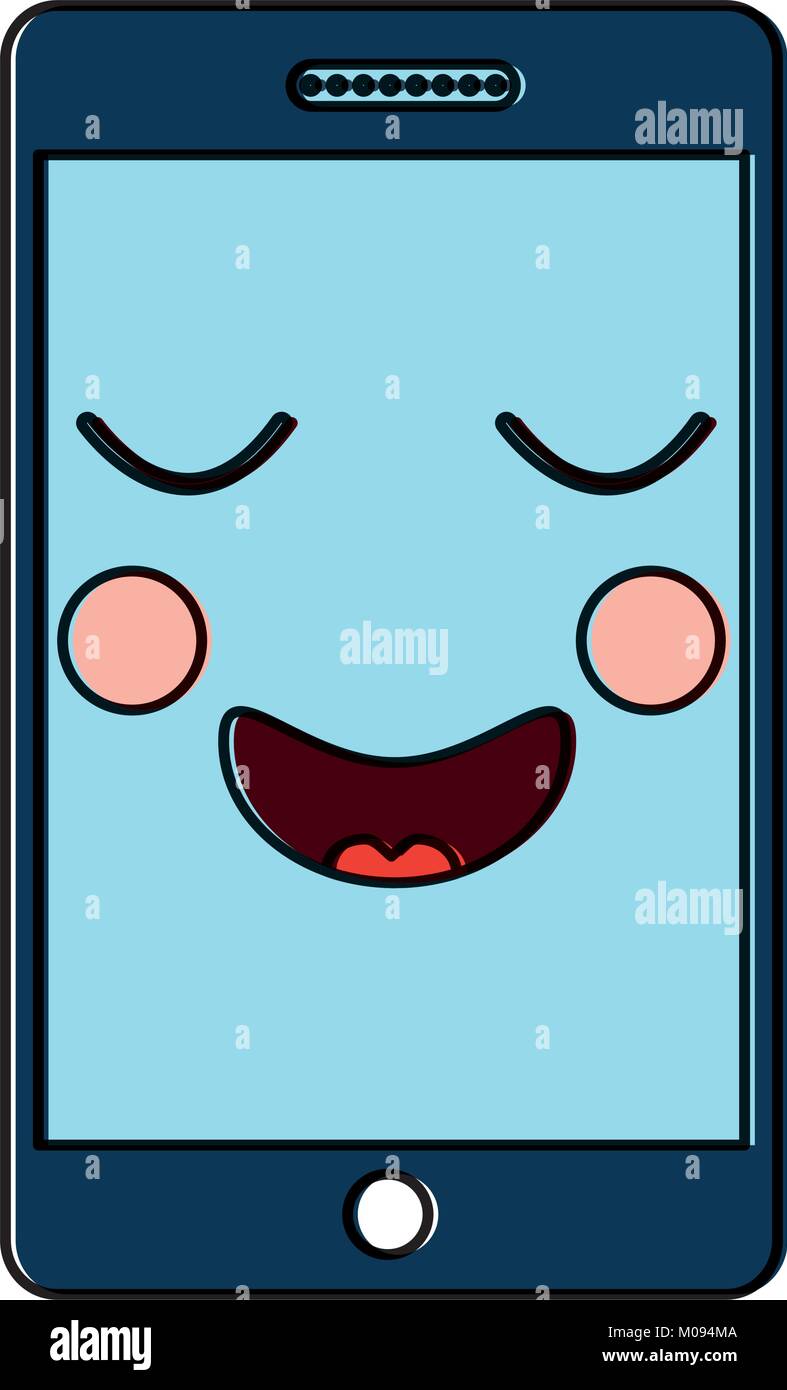 mobile phone character emoticon face kawaii Stock Vector Image & Art ...
