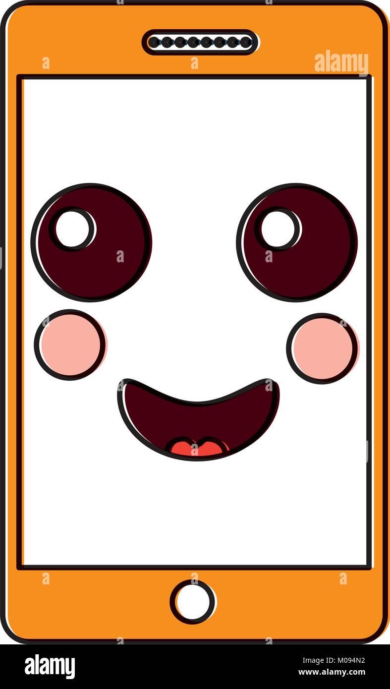 mobile phone character emoticon face kawaii Stock Vector Image & Art ...