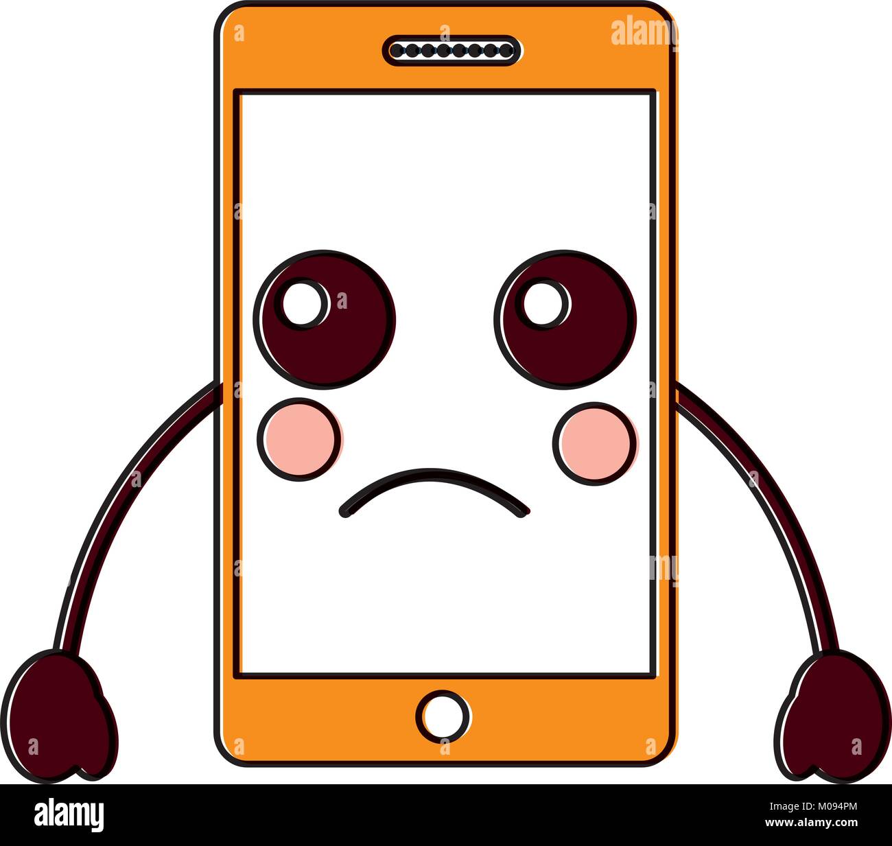 mobile phone character emoticon face kawaii Stock Vector Image & Art ...