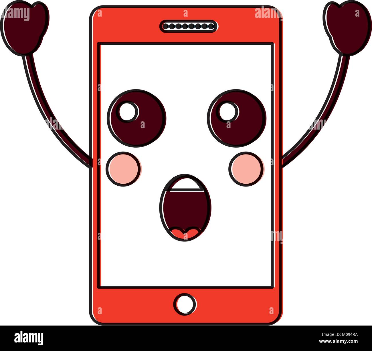 mobile phone character emoticon face kawaii Stock Vector Image & Art ...