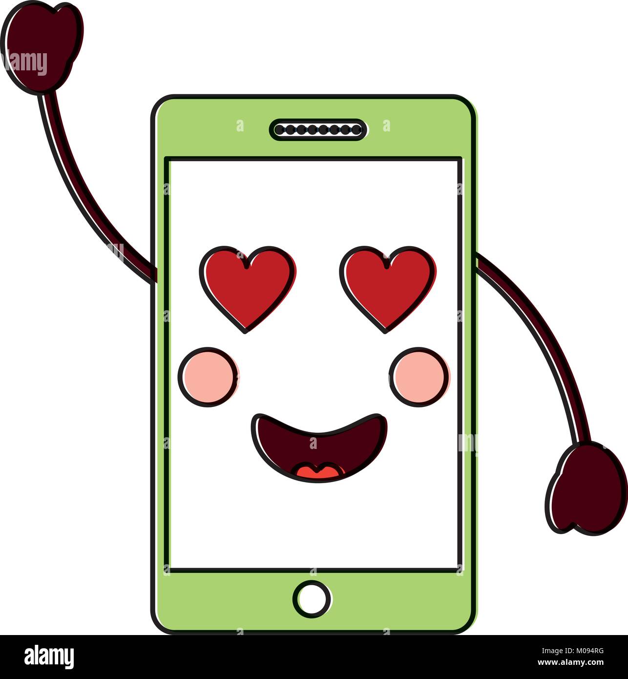 mobile phone character emoticon face kawaii Stock Vector Image & Art ...