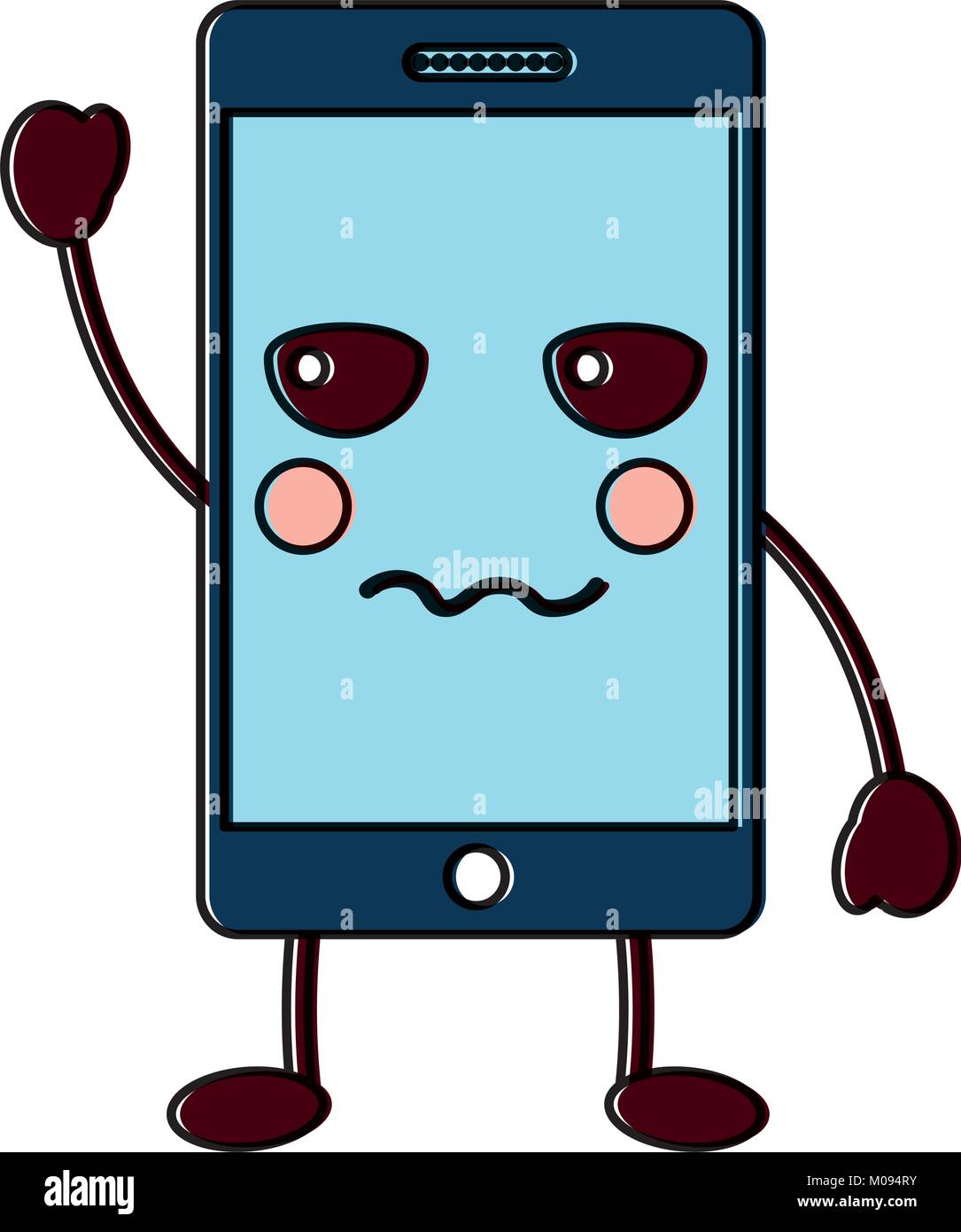 mobile phone character emoticon face kawaii Stock Vector Image & Art ...