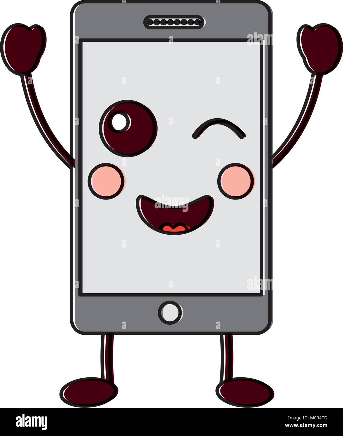mobile phone character emoticon face kawaii Stock Vector Image & Art ...