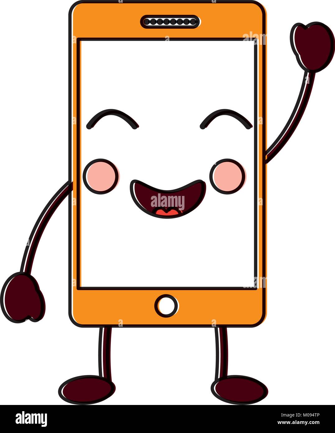 mobile phone character emoticon face kawaii Stock Vector Image & Art ...