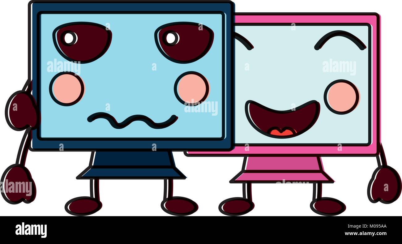 pc monitor hardware pair kawaii cartoon Stock Vector Image & Art - Alamy
