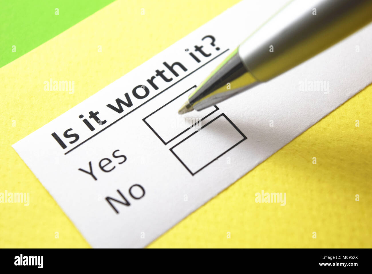 Is it worth it? Yes or no Stock Photo - Alamy
