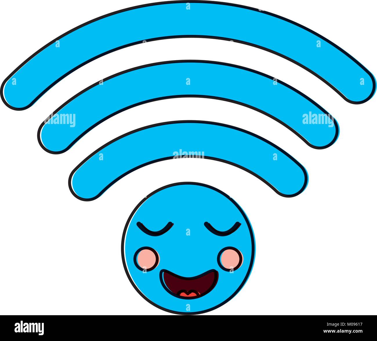 happy wifi kawaii icon image Stock Vector Image & Art - Alamy