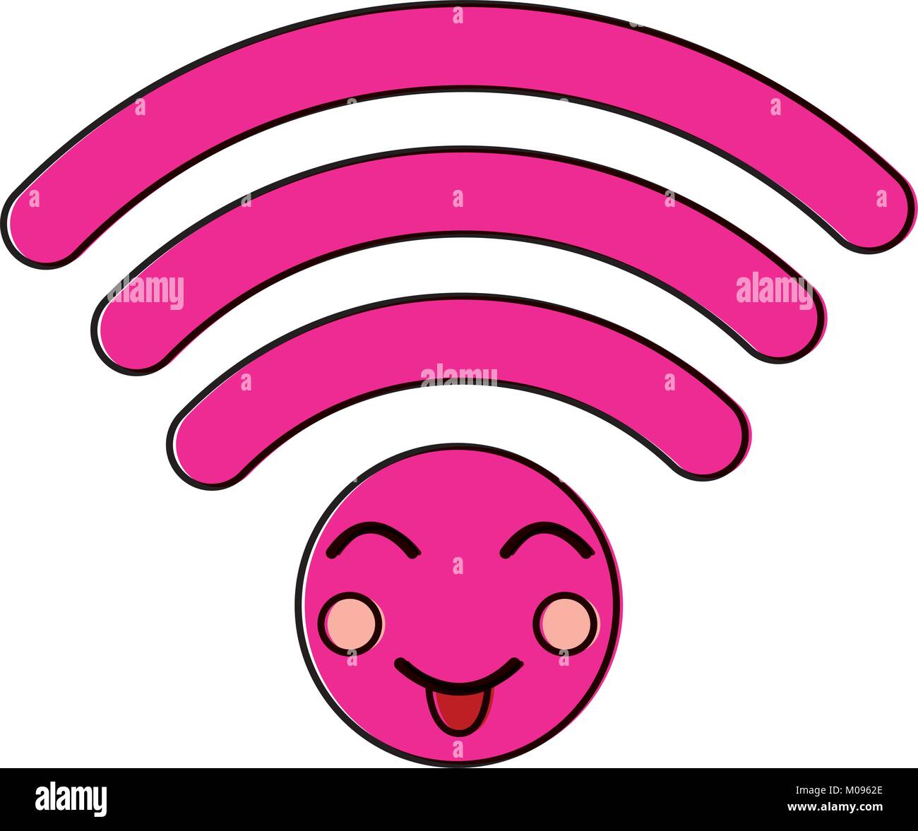 happy wifi kawaii icon image Stock Vector Image & Art - Alamy