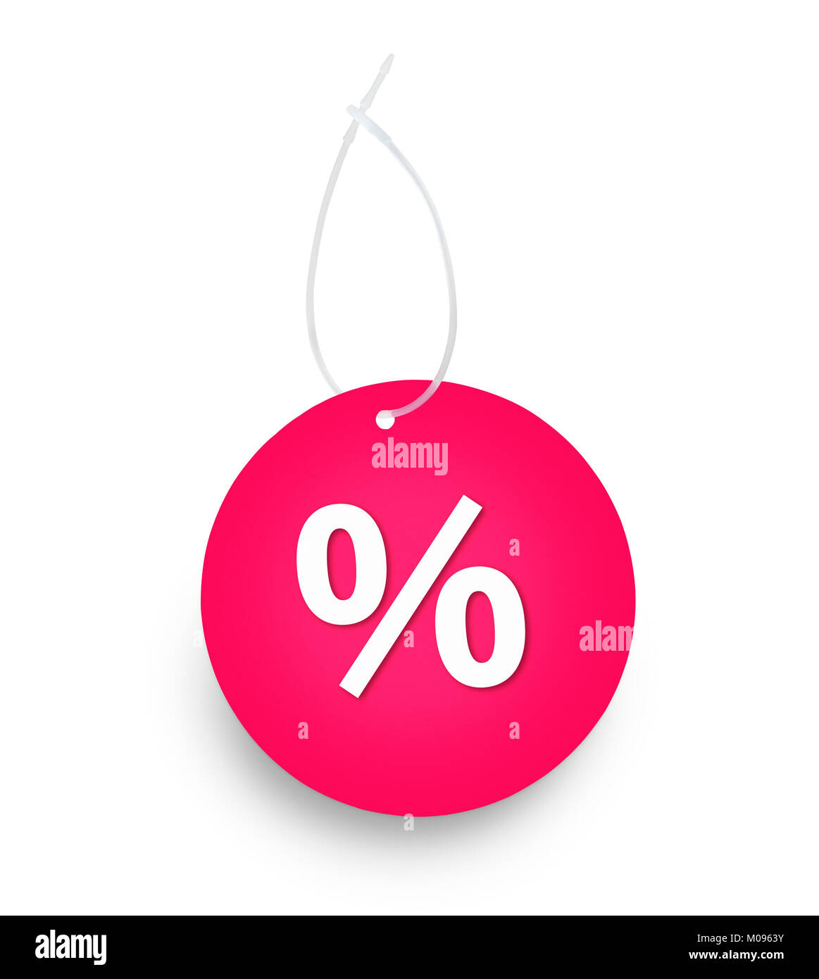 Red color percent tag sign against white background. Clipping path on ...