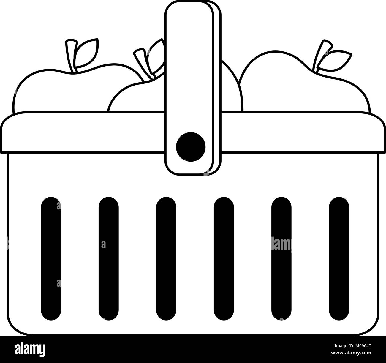 plastic basket picnic with apples vector illustration design Stock ...