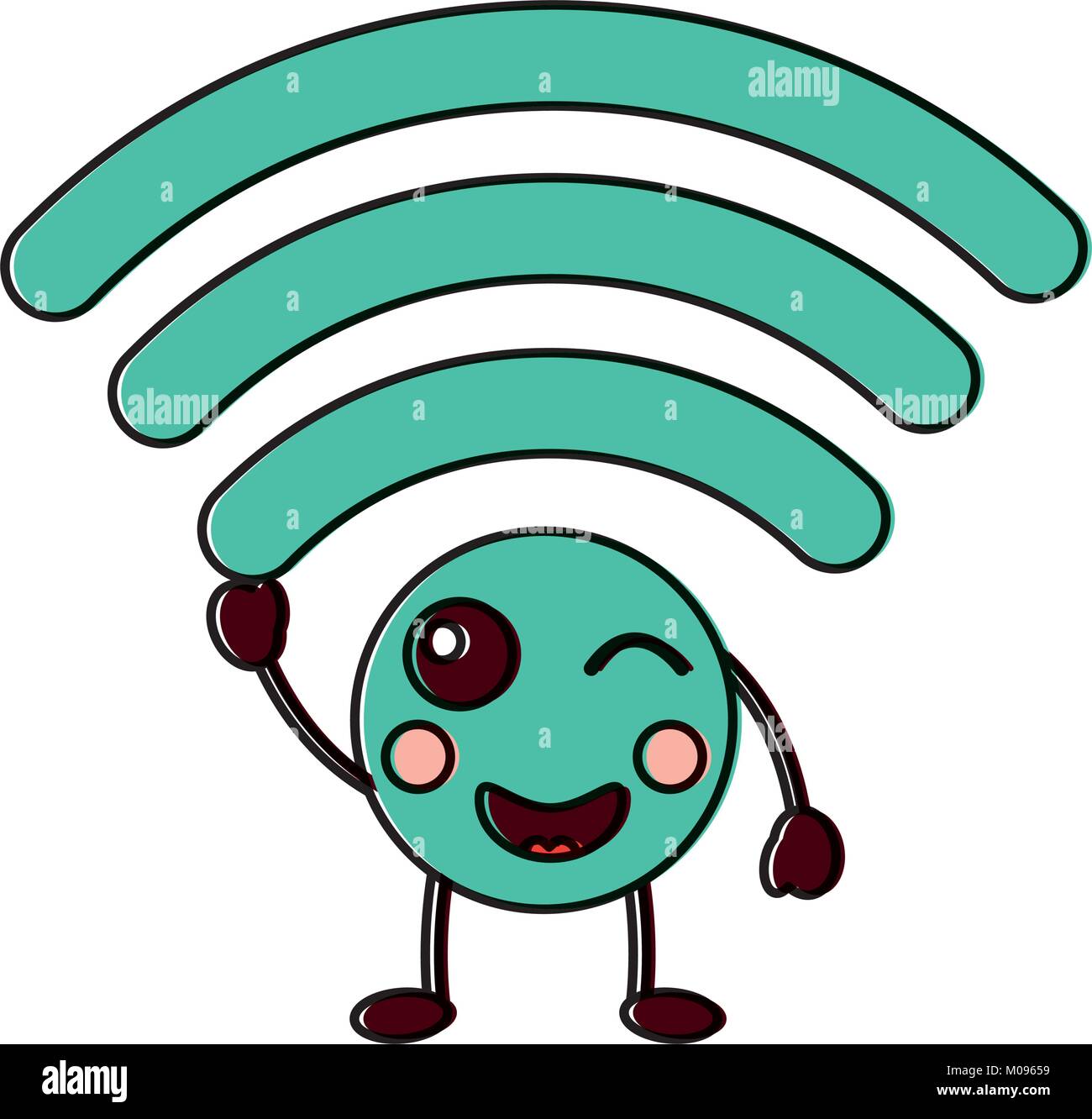 happy wifi kawaii icon image Stock Vector Image & Art - Alamy